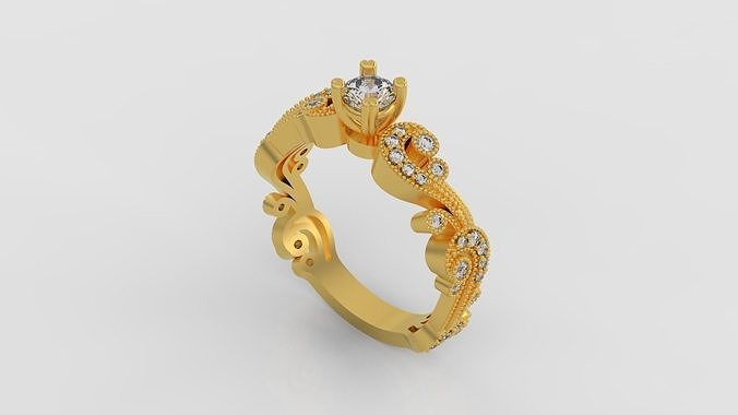 Solitaire Engagement Ring 3d model C17 3D model 3D printable | CGTrader