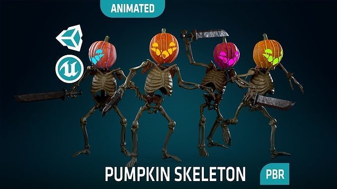 3D model Pumpkin Skeleton - Rigged - Animated - Game Ready VR / AR ...