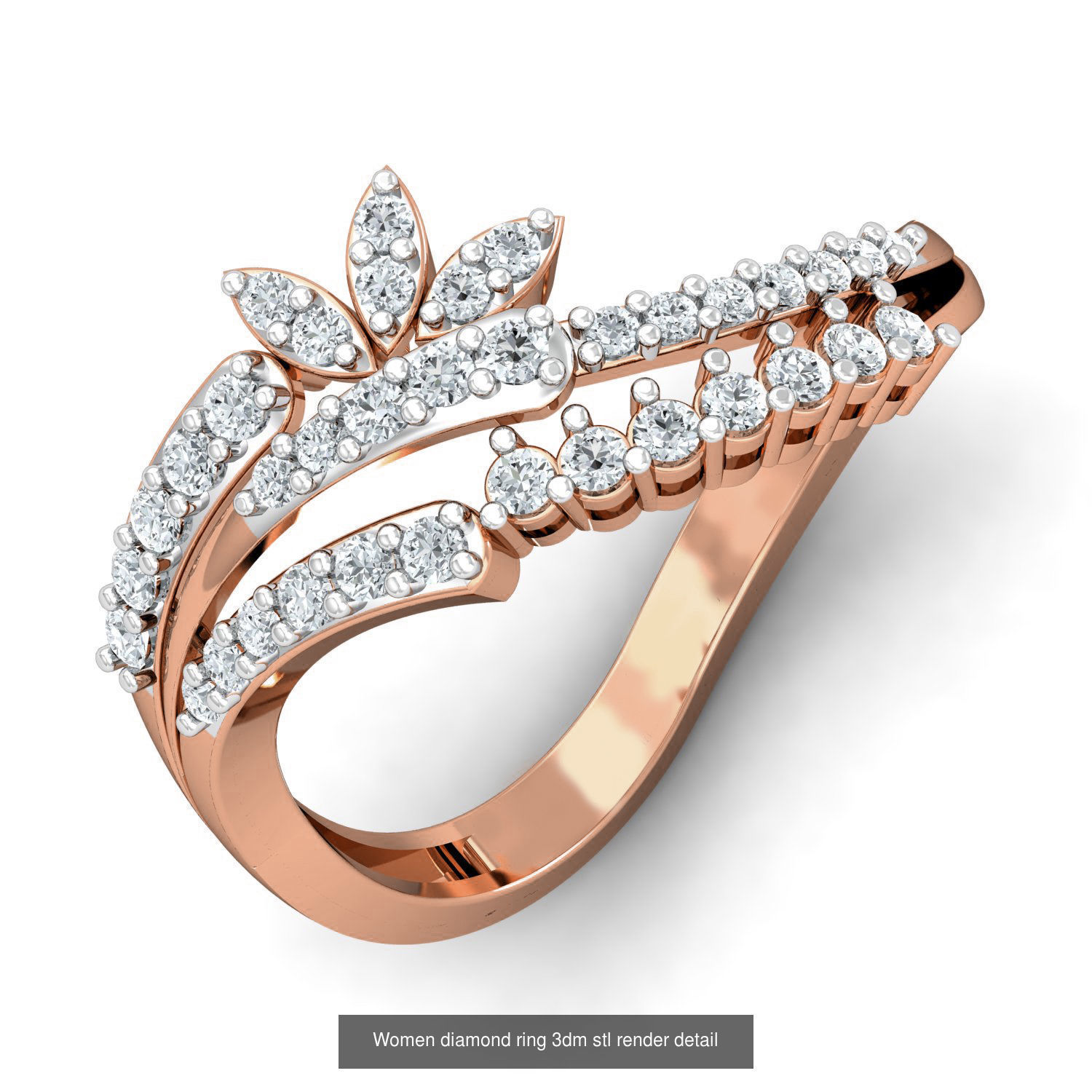 129 Women diamond ring 3dm stl render 3D Model Collection | CGTrader