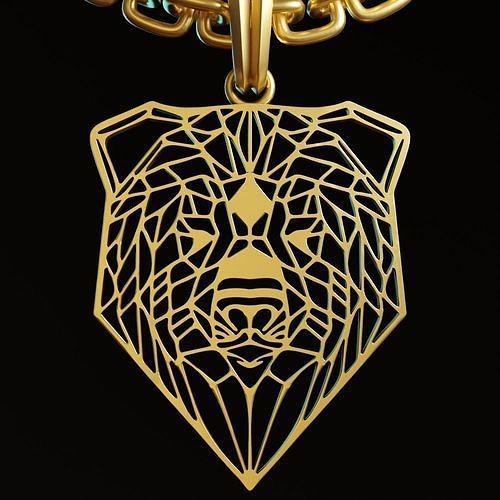 Bear Stylized Wireframe Pendant Amulet Necklace 3D model 3D printable ...
