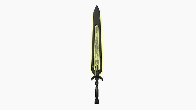 3D model SciFi Sword B05 Black Yellow - Sci Fi Weapon Design VR / AR ...