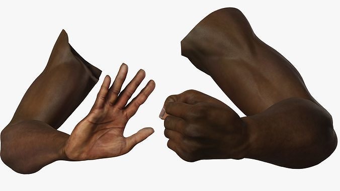 3D model Black Realistic Hands left and right hand with 5 LODs VR / AR ...