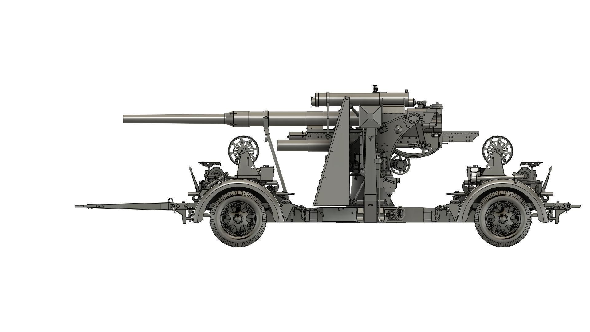 Flak 36 German anti-aircraft gun 3D print model BASIC MODEL 3D model 3D ...