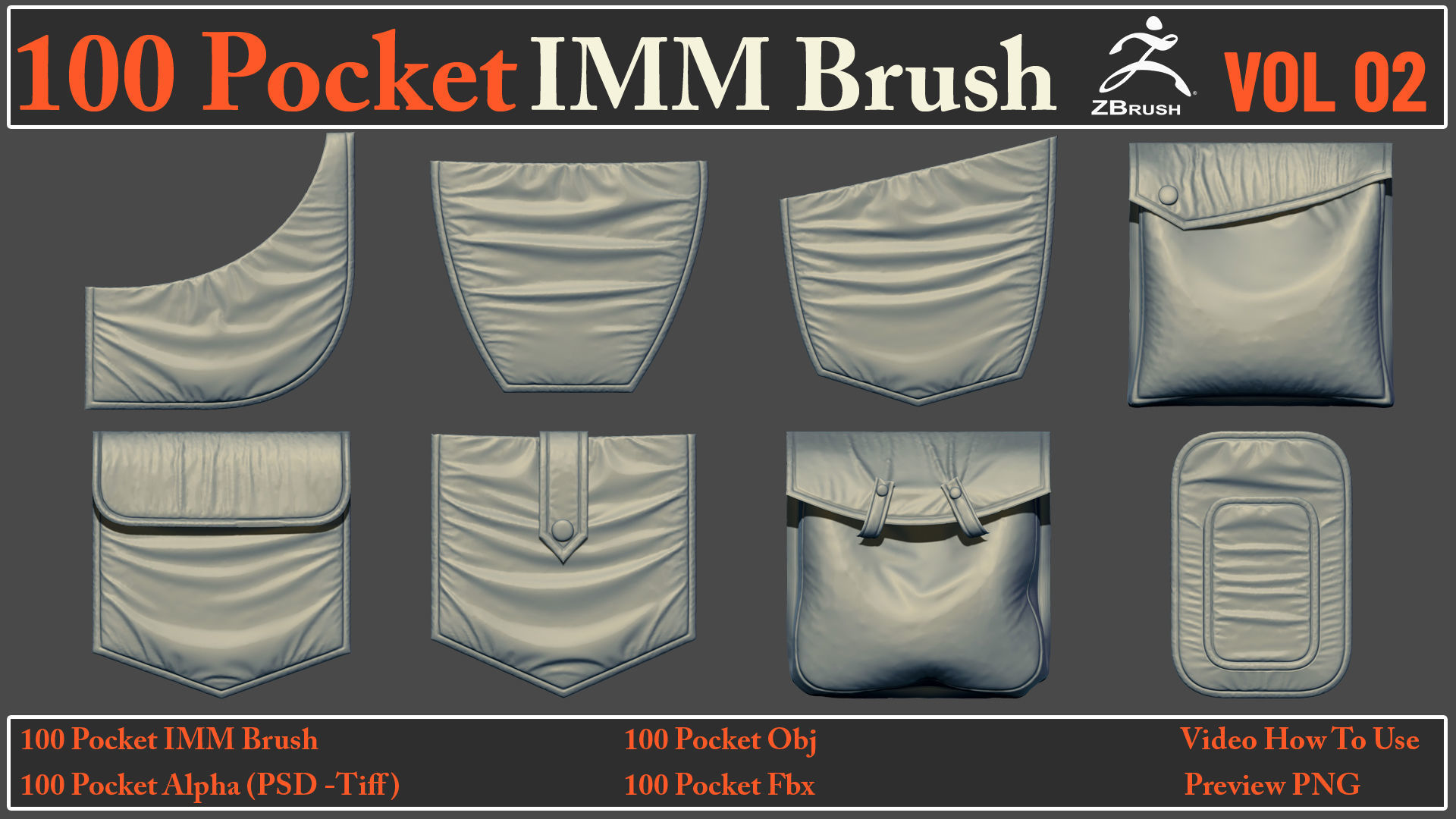 100 Pocket IMM Brush VOL02 - Video How To Use 3D model | CGTrader