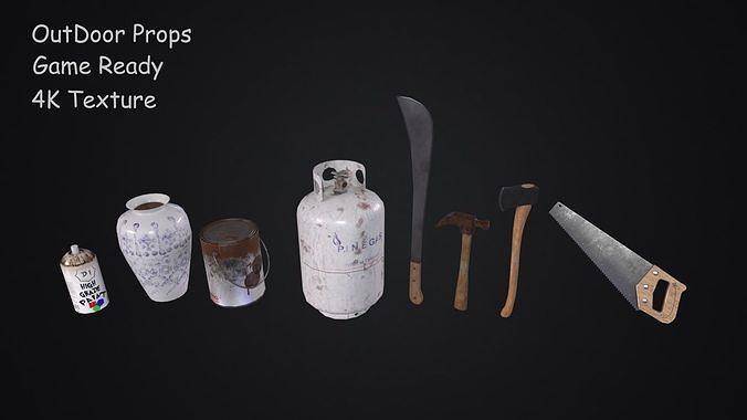 3D model Outdoor Tools and Props Collection Game Ready VR / AR / low ...