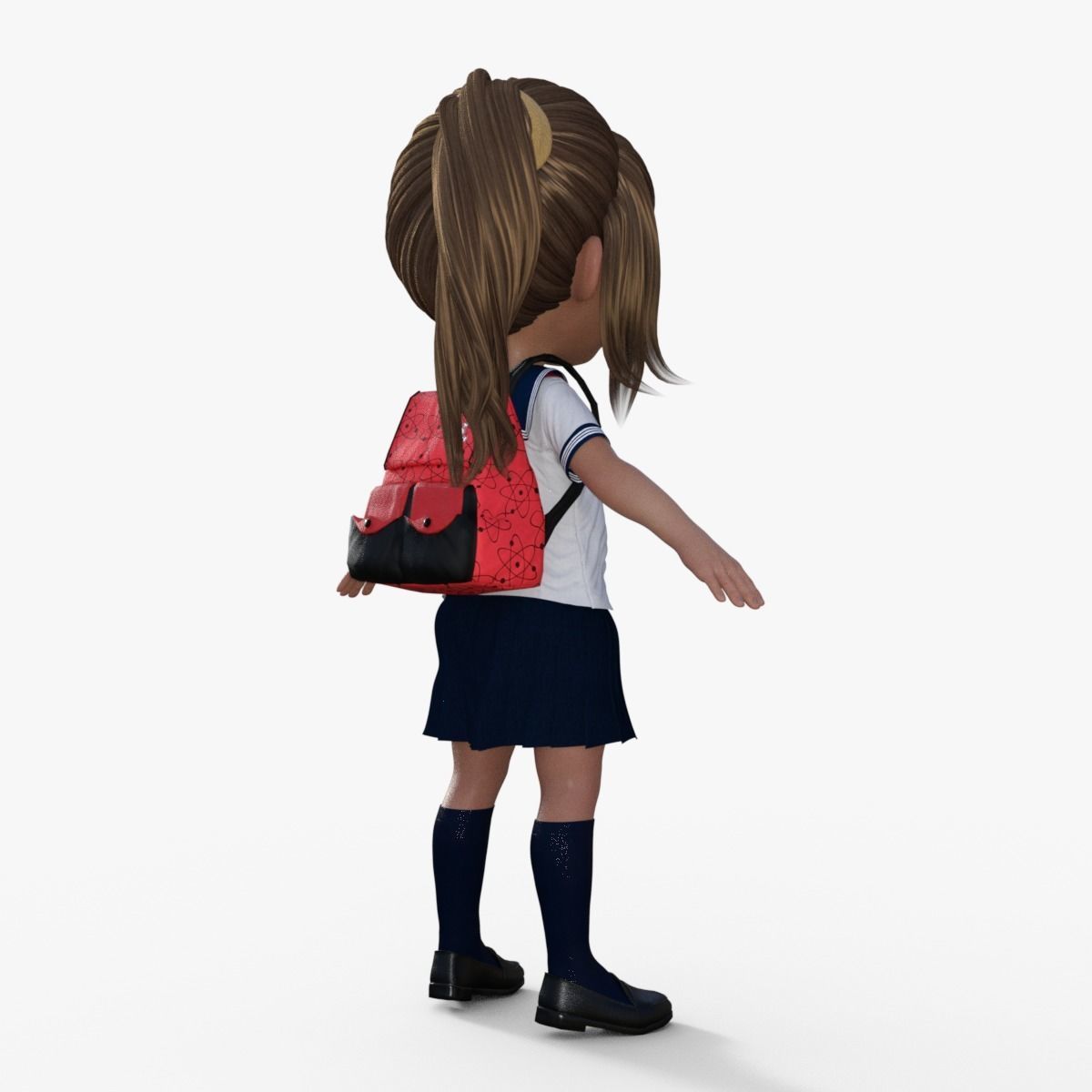 Cartoon School Girl Rigged 3D model rigged | CGTrader