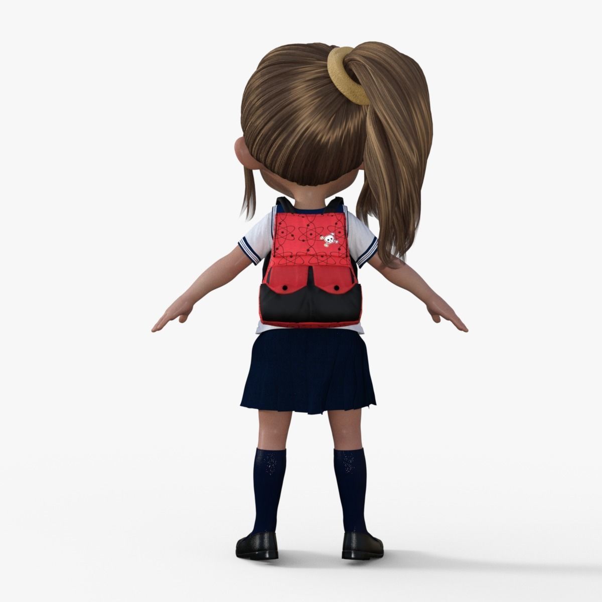 Cartoon School Girl Rigged 3D model rigged | CGTrader