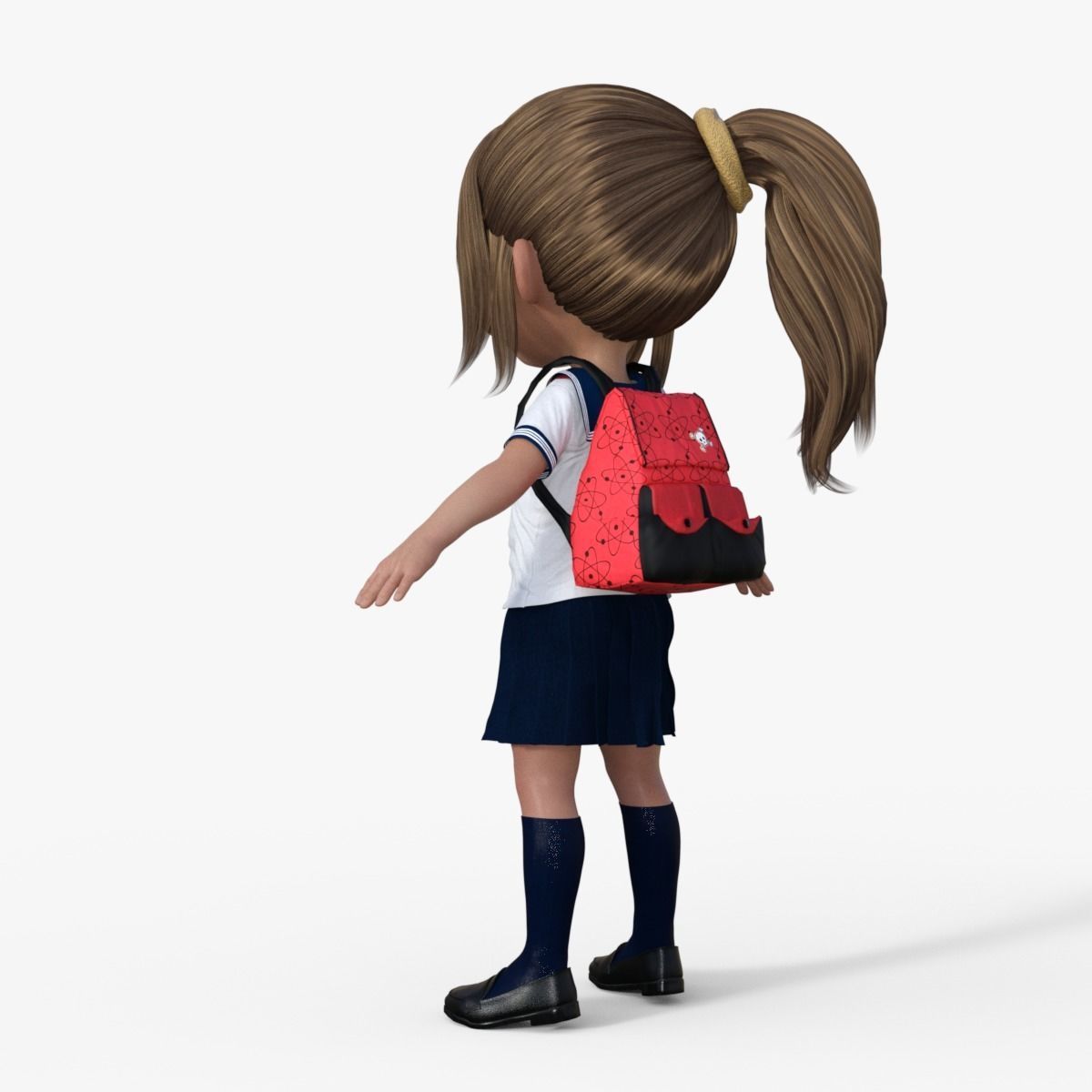 Cartoon School Girl Rigged 3D model rigged | CGTrader