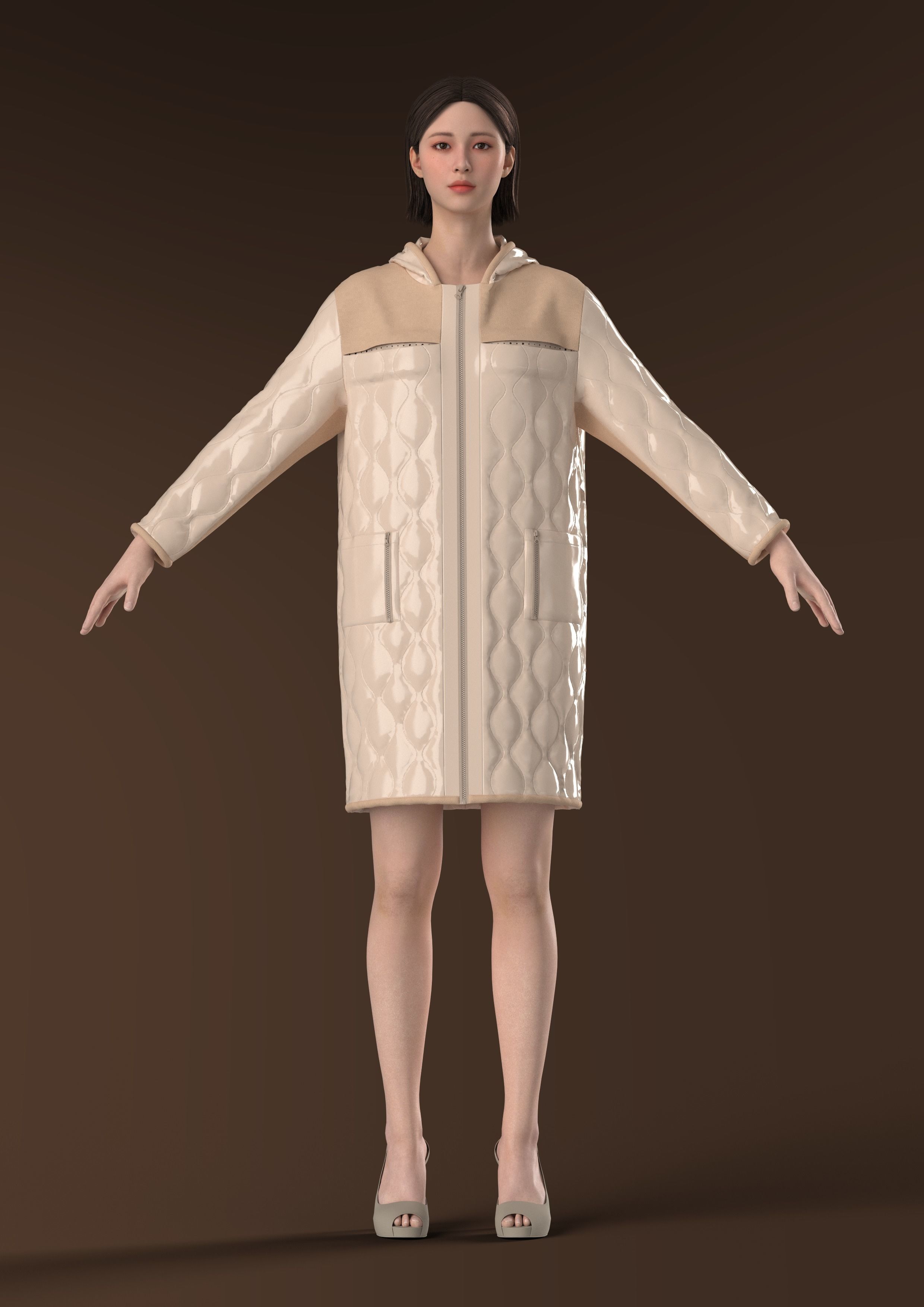 Puffle coat women 3DCLo Marvelous Clothes Model 3D model | CGTrader