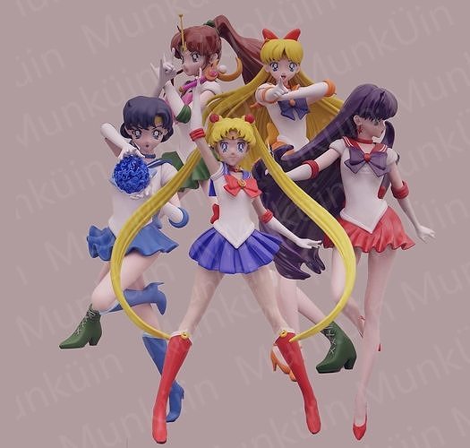 SAILOR MOON MARS MERCURY JUPITER VENUS - 5 FOR THE PRICE OF 4- 3D Model ...