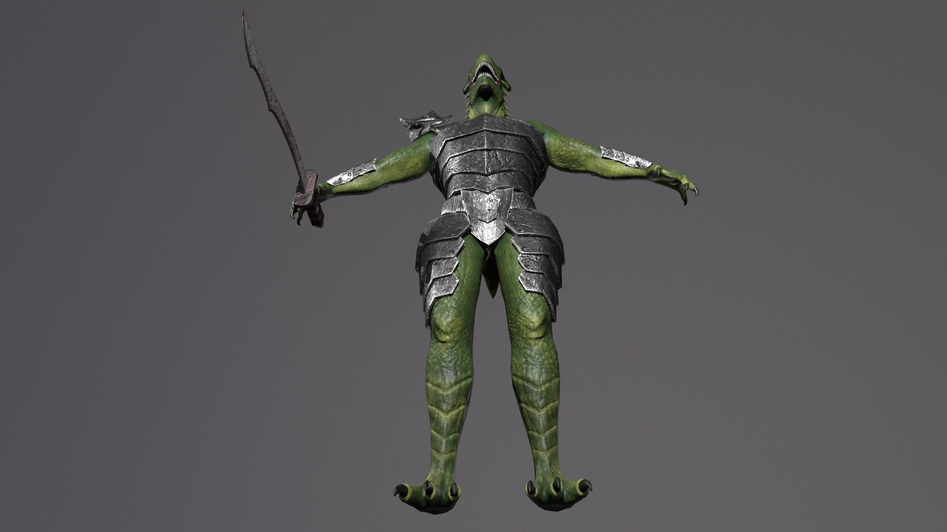 3D model Lizardman Game ready PBR low-poly 3D character VR / AR / low ...