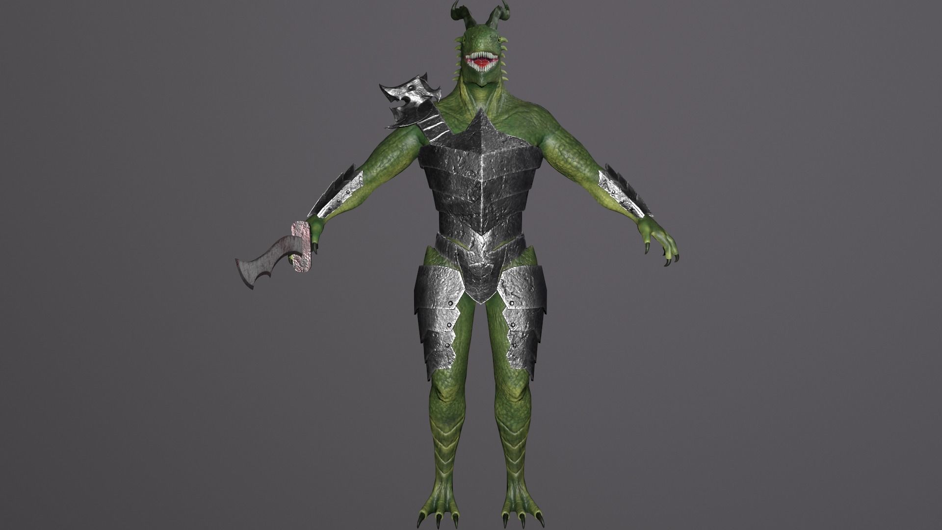 3D model Lizardman Game ready PBR low-poly 3D character VR / AR / low ...