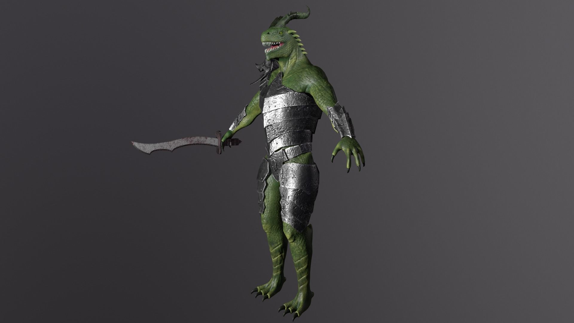 3D model Lizardman Game ready PBR low-poly 3D character VR / AR / low ...