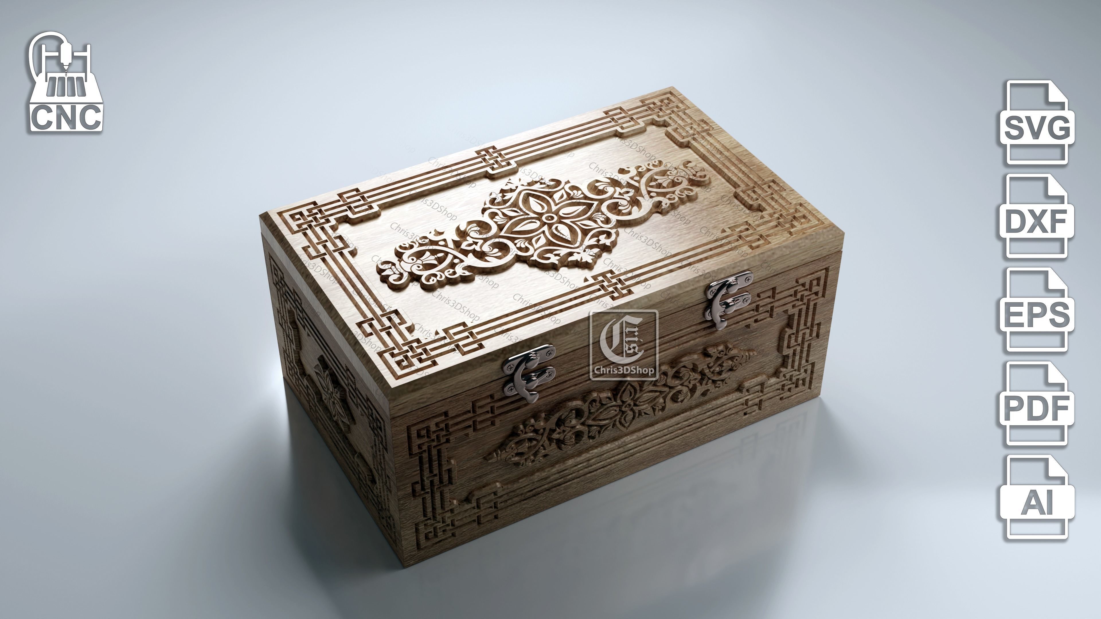 Wooden Box - Files For CNC 3D model 3D printable | CGTrader