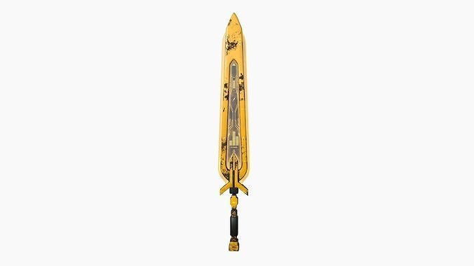 3D model SciFi Sword B08 Yellow - Sci Fi Weapon Design VR / AR / low ...