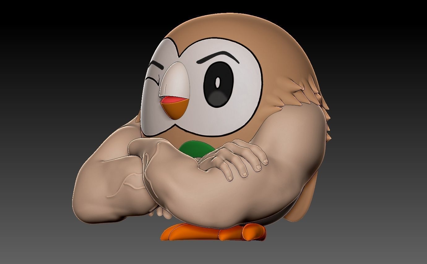 pokemon muscular rowlet free 3D model 3D printable | CGTrader