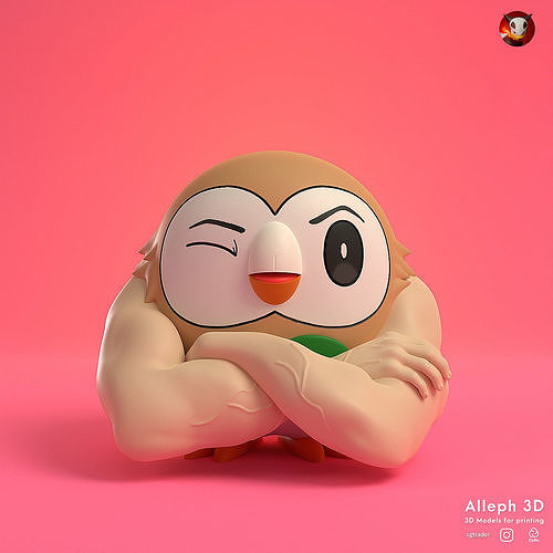 pokemon muscular rowlet free 3D model 3D printable | CGTrader