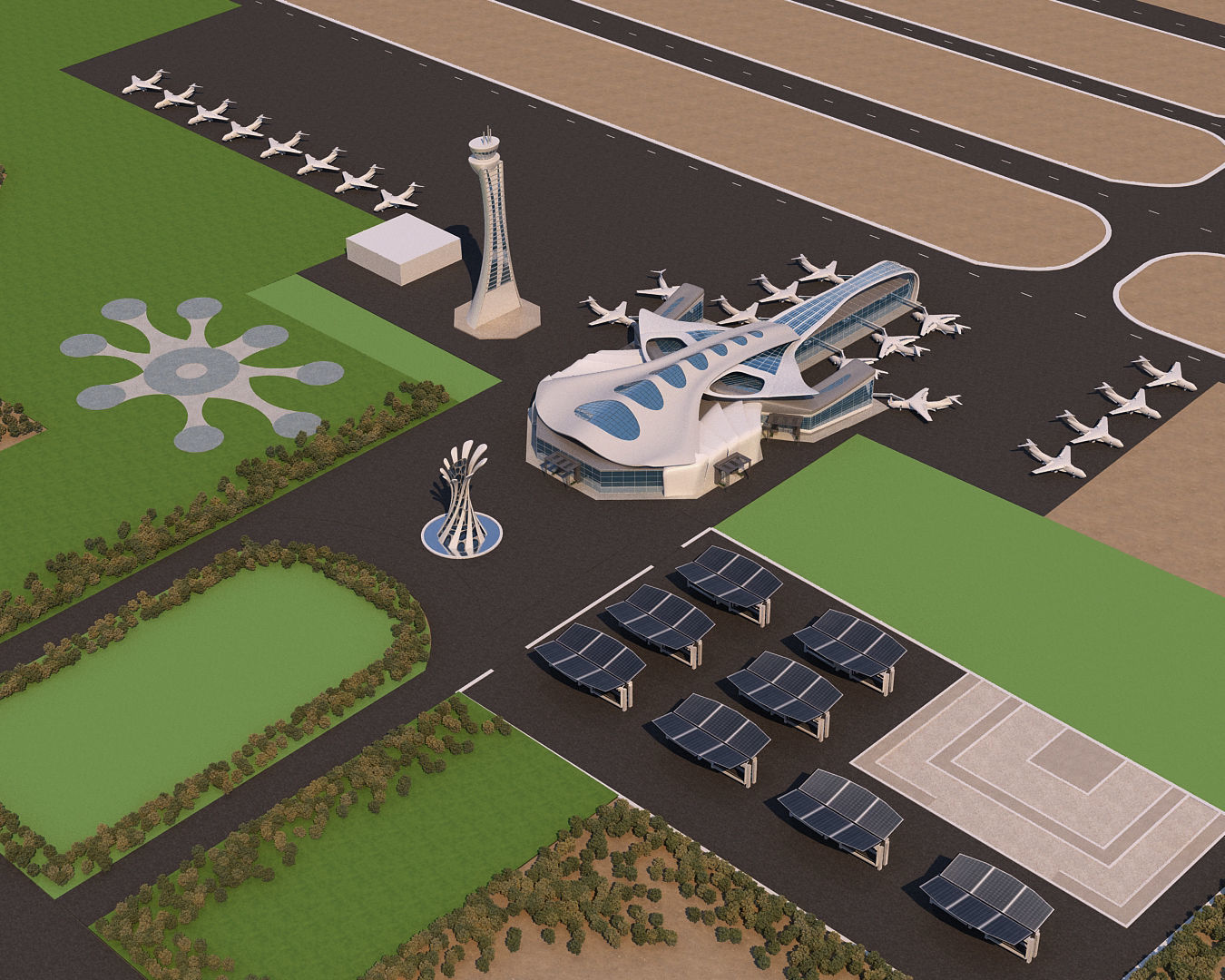 8 Scenes Projects - Architecture Airports - 2021 - Bundle 3D Model ...