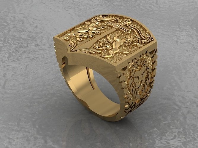 Ring Lion and Sword 3D model 3D printable | CGTrader