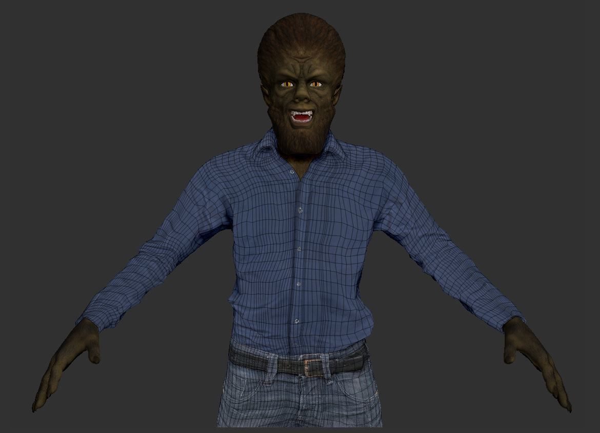 3D model Wolfman werewolf with beard and eyes VR / AR / low-poly | CGTrader