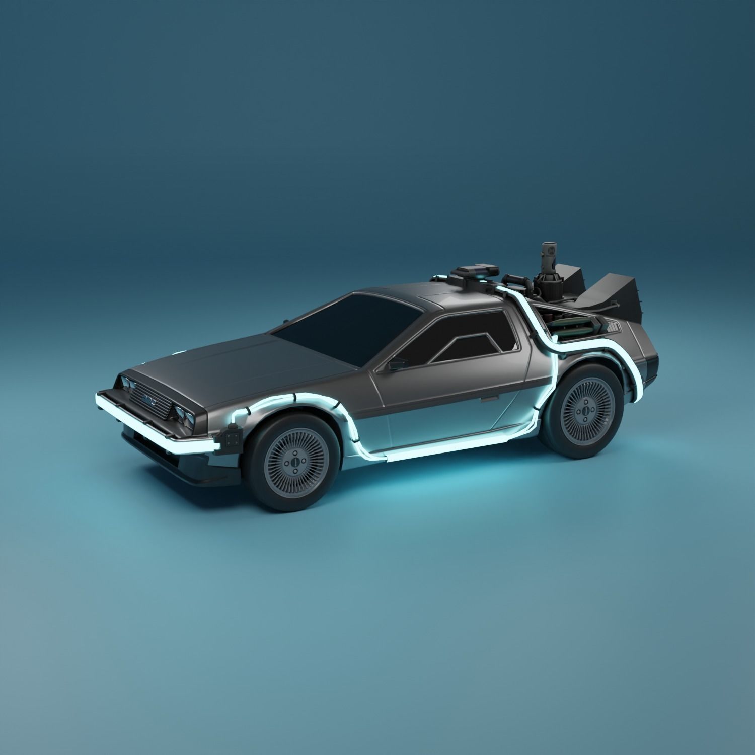 Delorean Time Machine Rigged 3D model rigged | CGTrader