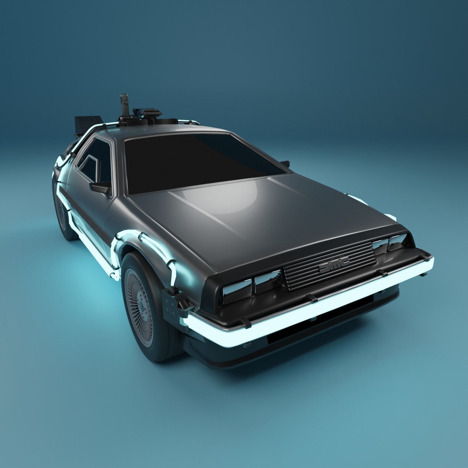 Delorean Time Machine Rigged 3D model rigged | CGTrader