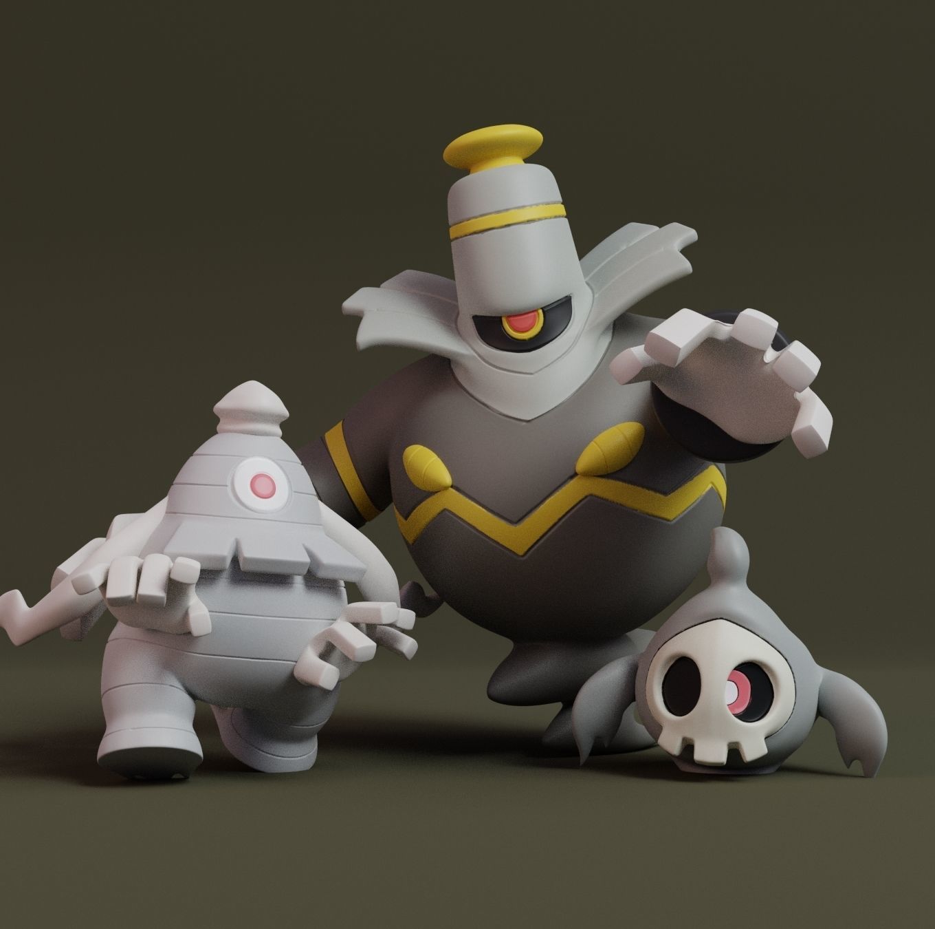 Pokemon - Duskull Dusclops and Dusknoir with 2 poses 3D model 3D ...