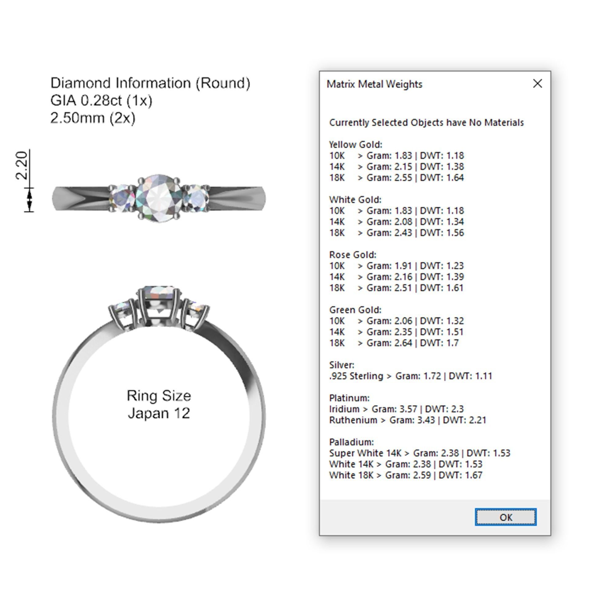 trilogy engagement ring 009 3D model 3D printable | CGTrader