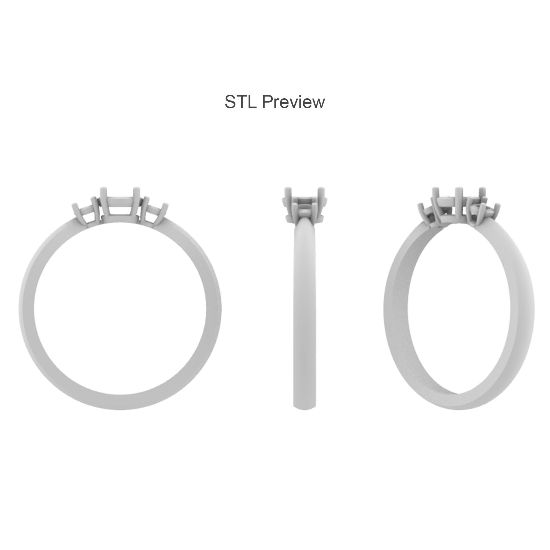trilogy engagement ring 009 3D model 3D printable | CGTrader