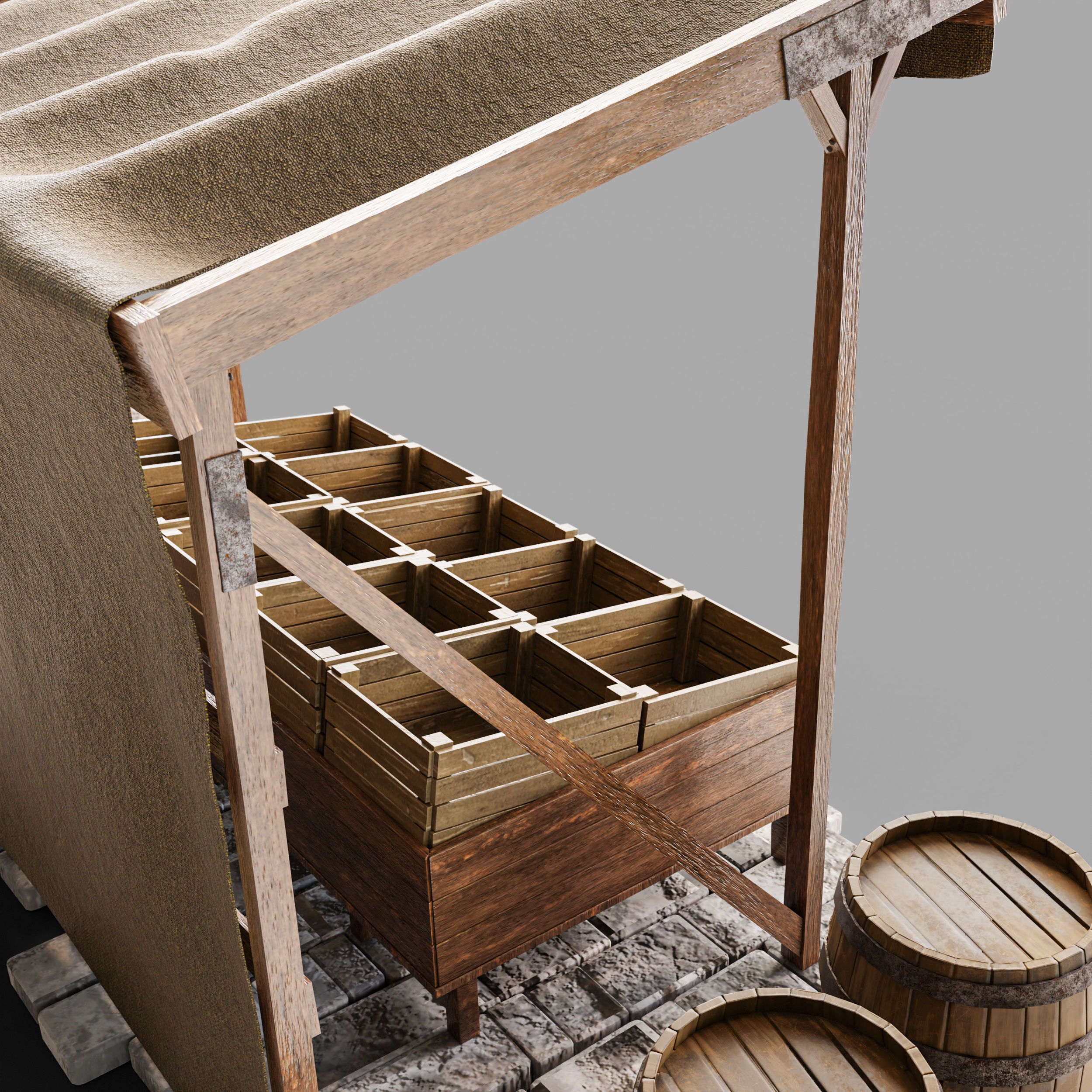 3D model Medieval Market Stall VR / AR / low-poly | CGTrader