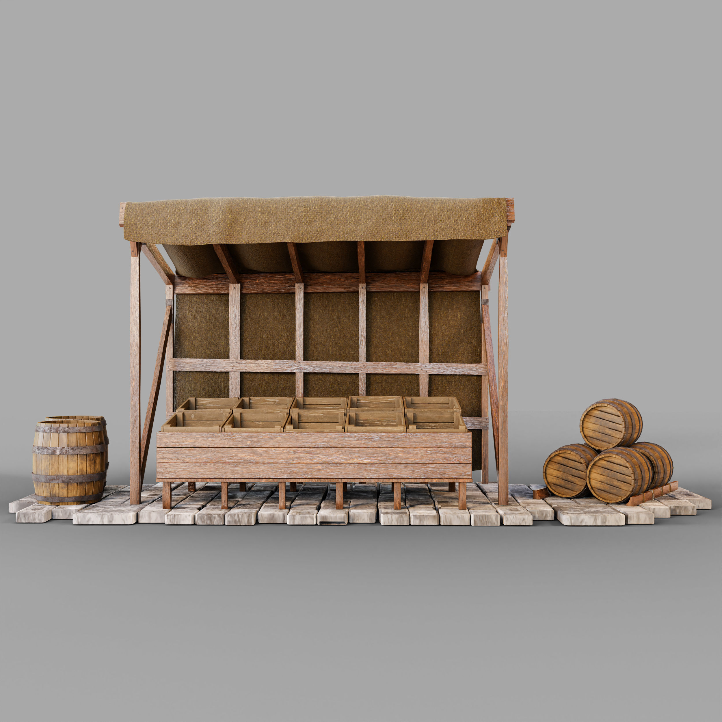 3D model Medieval Market Stall VR / AR / low-poly | CGTrader