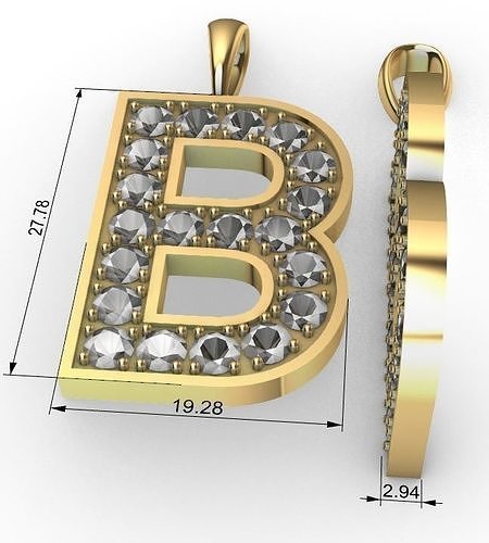 Liontin Initial B 3D model 3D printable | CGTrader