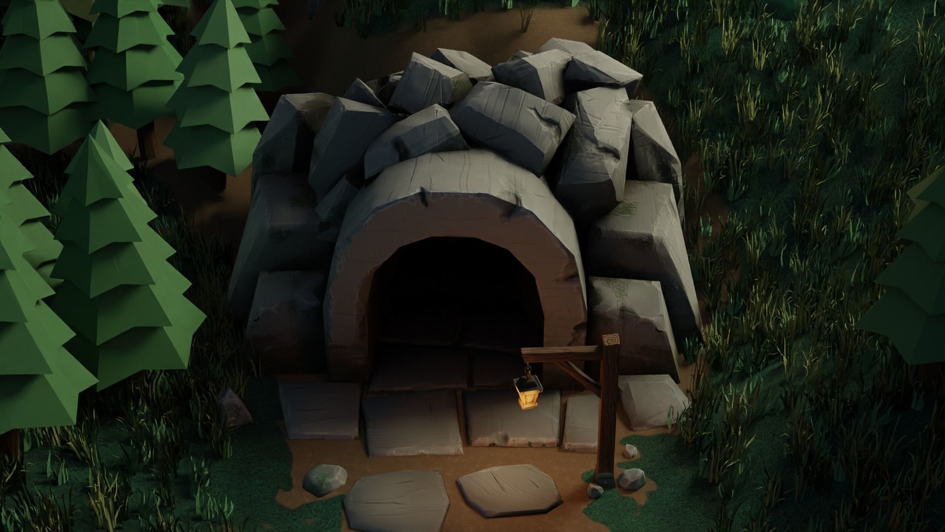 3D model Stylized Cave VR / AR / low-poly | CGTrader