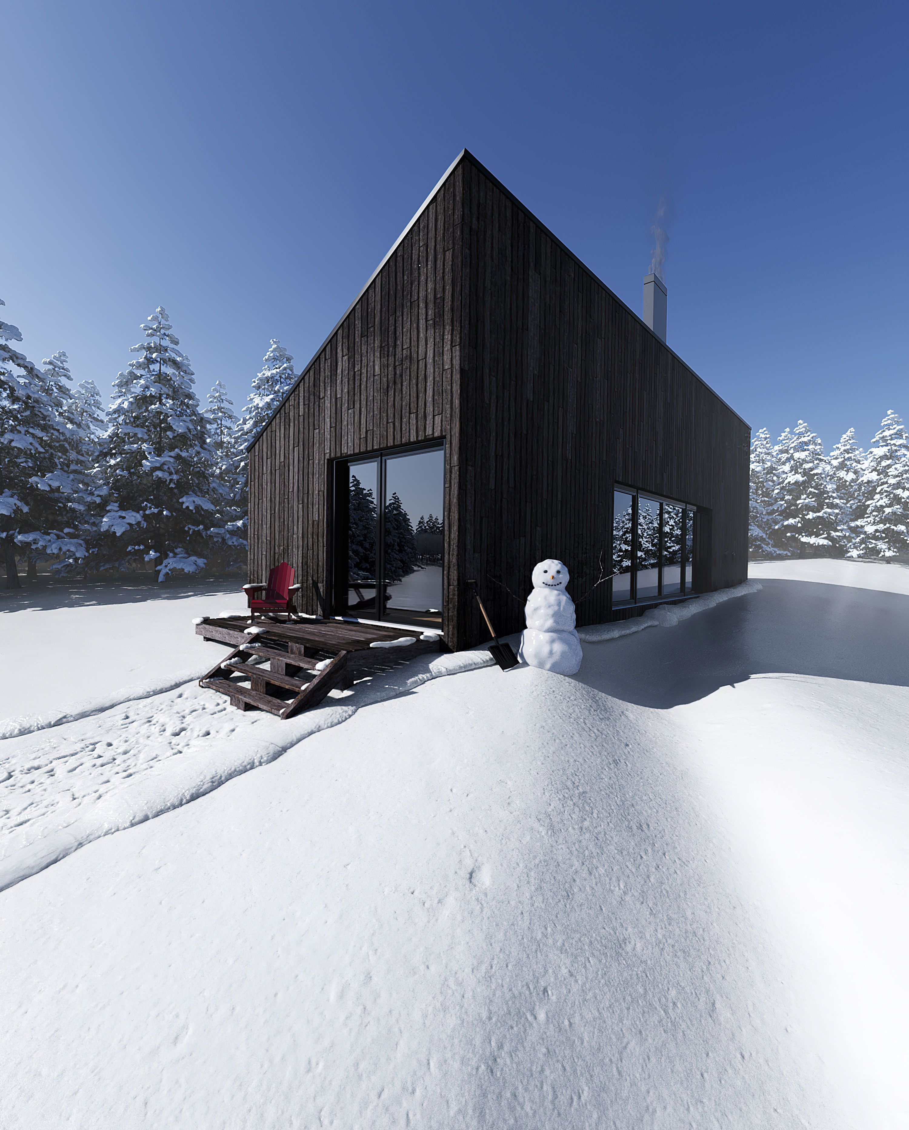 Exterior Scene - Winter Cabin 3D model 3D model | CGTrader