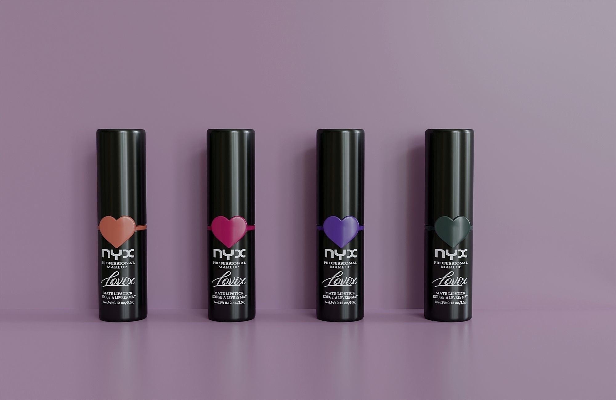 Set of four matte lipsticks 3D model | CGTrader
