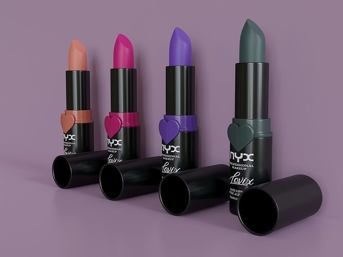 Set of four matte lipsticks 3D model | CGTrader