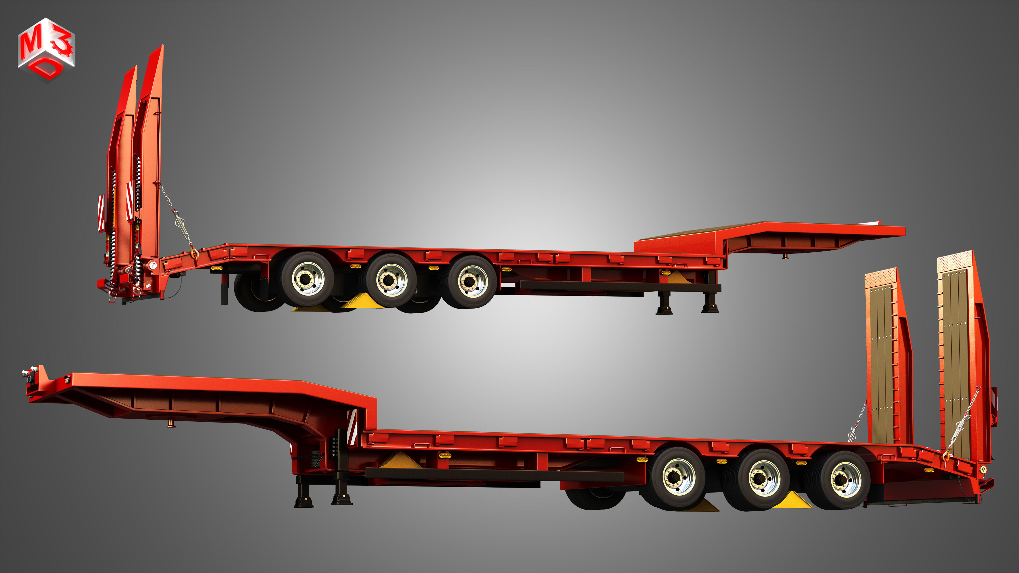 Schwarzmuller Trailer - 3-Axle Low Loader 3D model | CGTrader