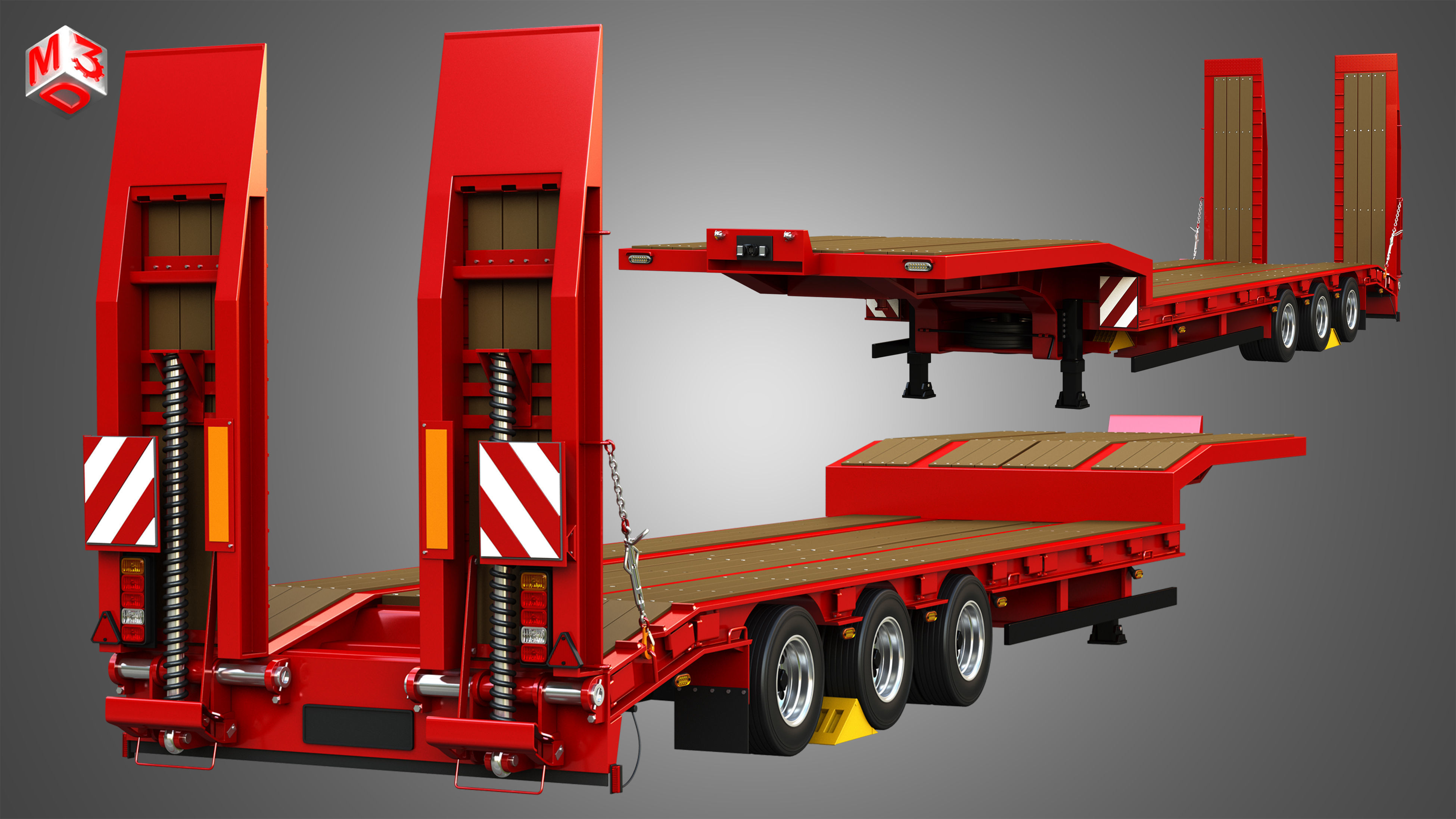 Schwarzmuller Trailer - 3-Axle Low Loader 3D model | CGTrader