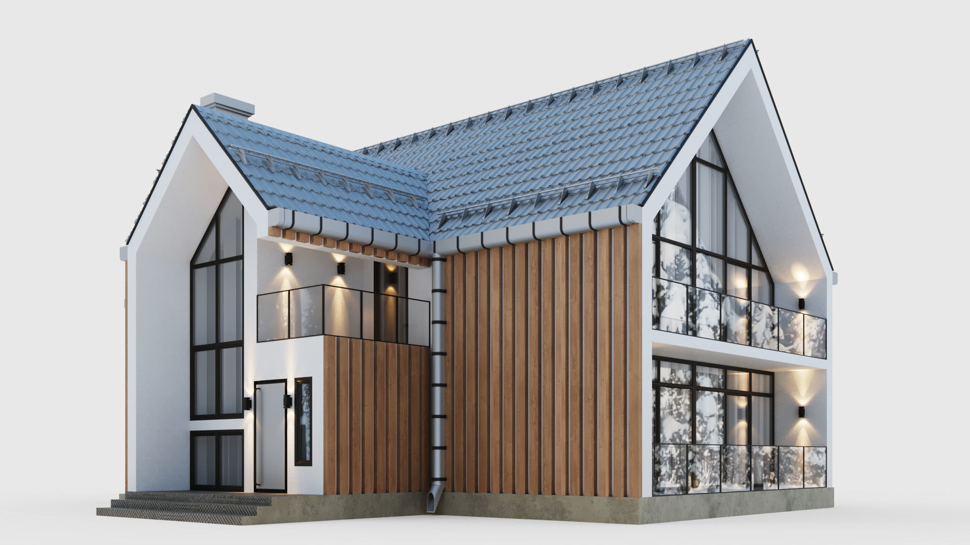 Barnhouse with terraces and balconies 3D model | CGTrader