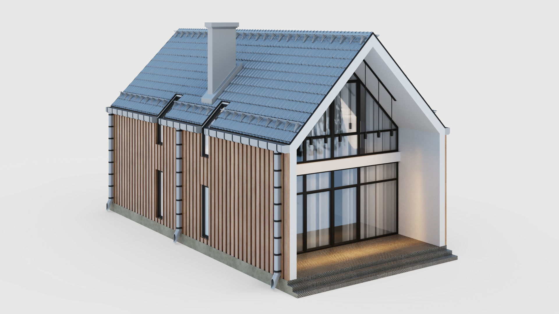 Barnhouse with terraces and balconies 3D model | CGTrader