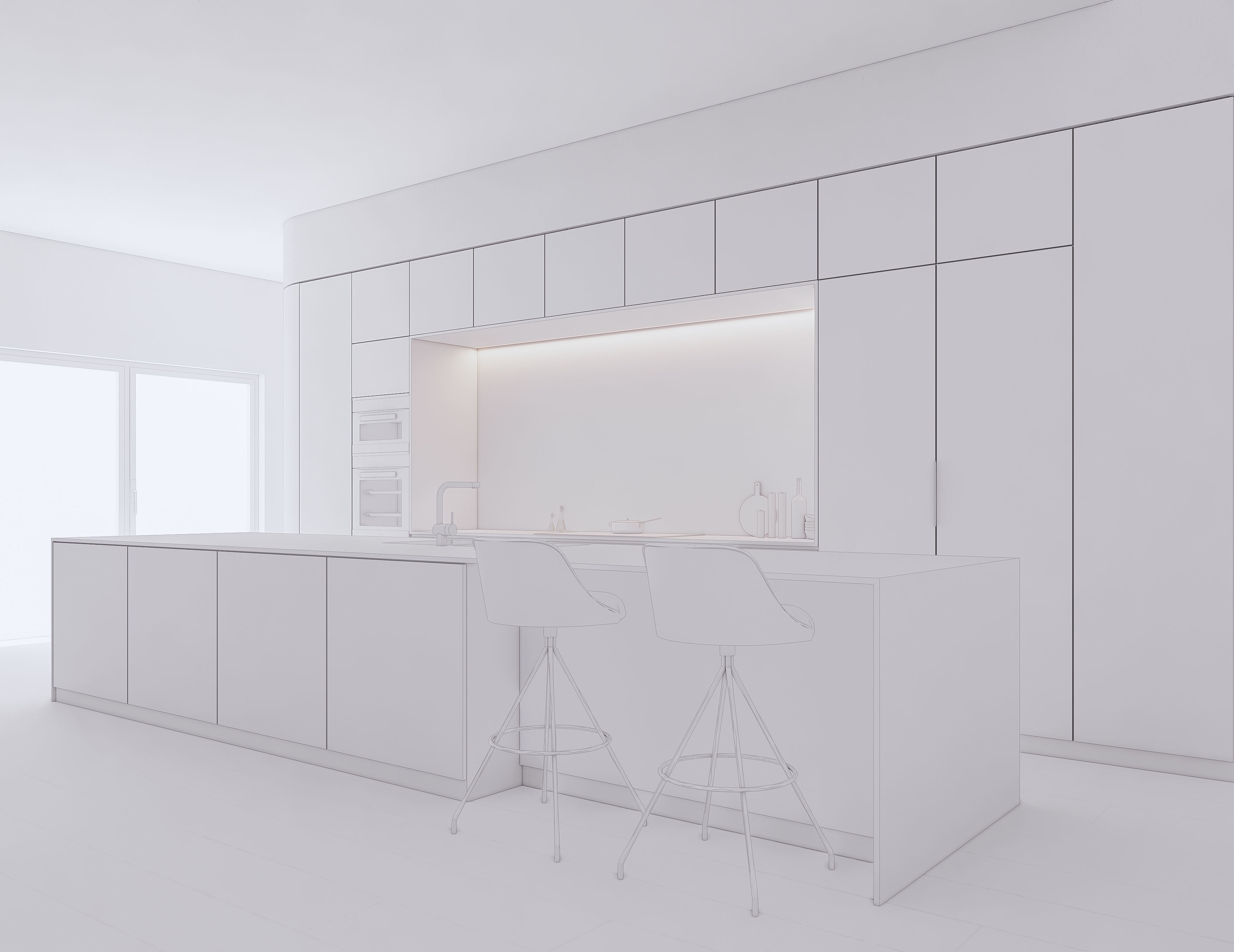 3D model Modern Kitchen Created in Revit 12 VR / AR / low-poly | CGTrader