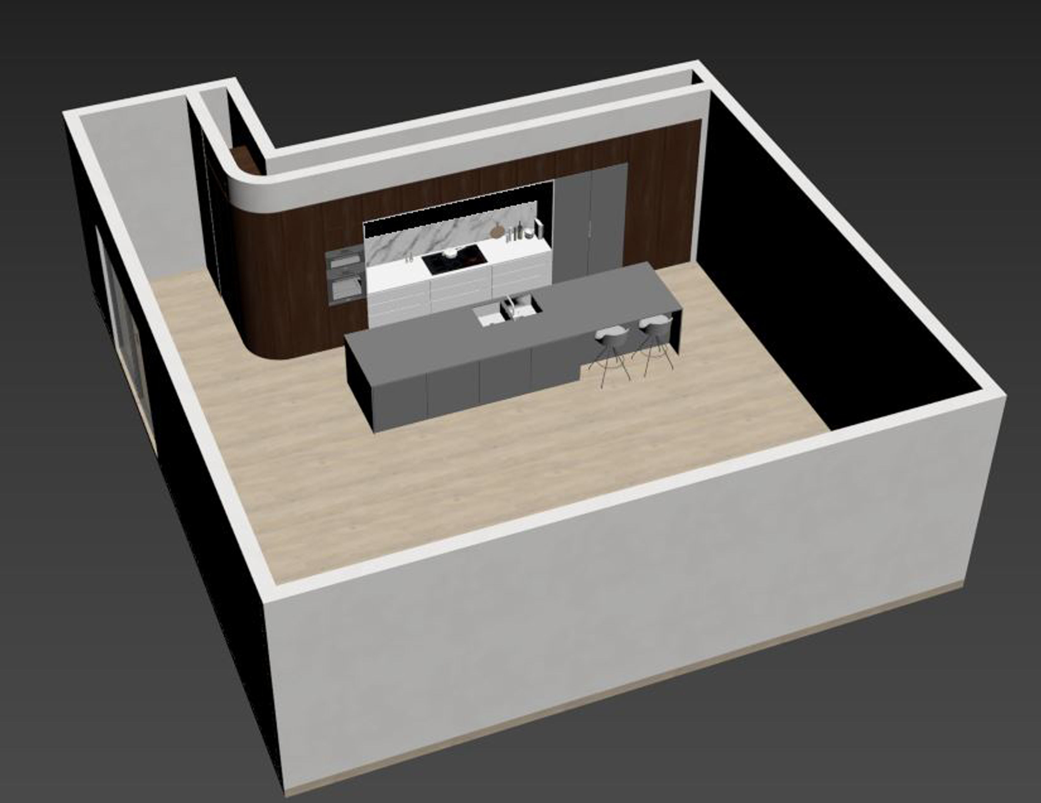 3D model Modern Kitchen Created in Revit 12 VR / AR / low-poly | CGTrader