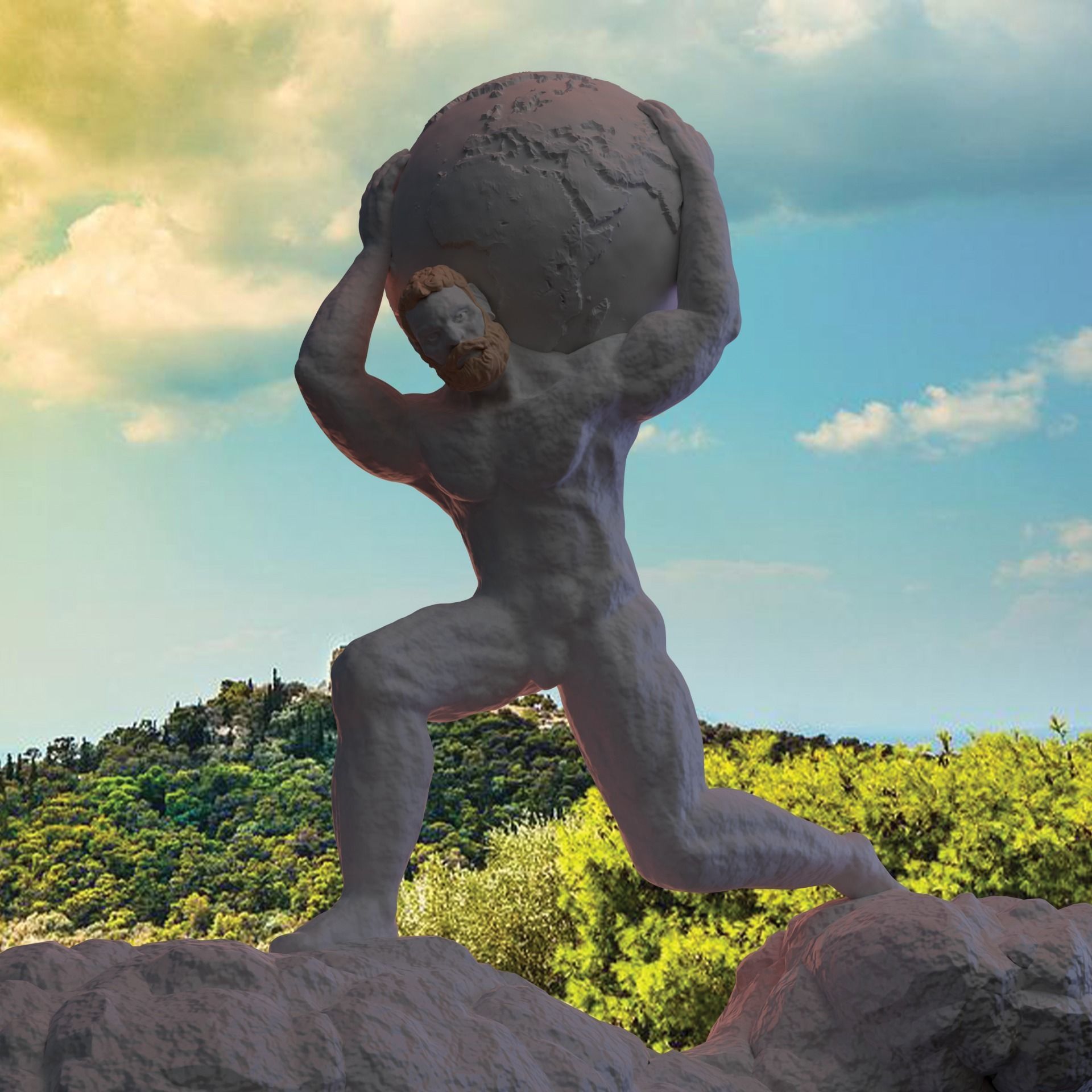 Atlas statue of man carrying globe 3D model 3D printable | CGTrader