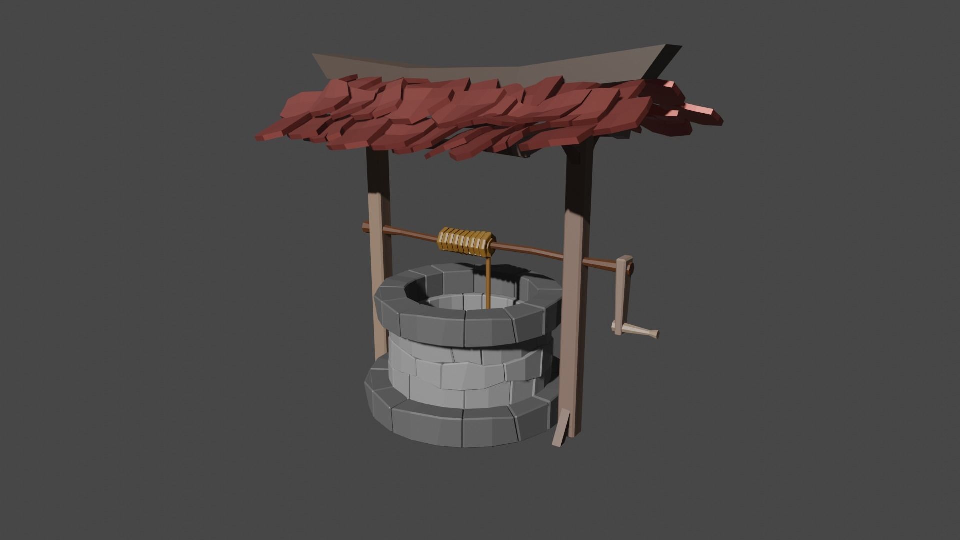Low Poly Well water with roof 3D model | CGTrader