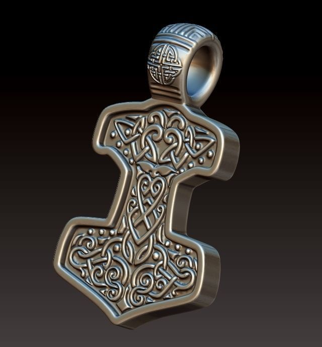 designer viking THOR HAMMER pendant 3D model 3D printable | CGTrader