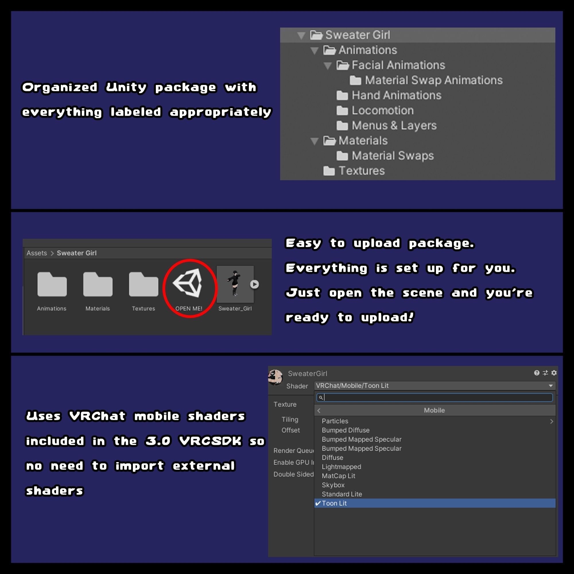 3D model VRChat Fallback Quest Avatar Sweater Girl VR / AR / low-poly ...