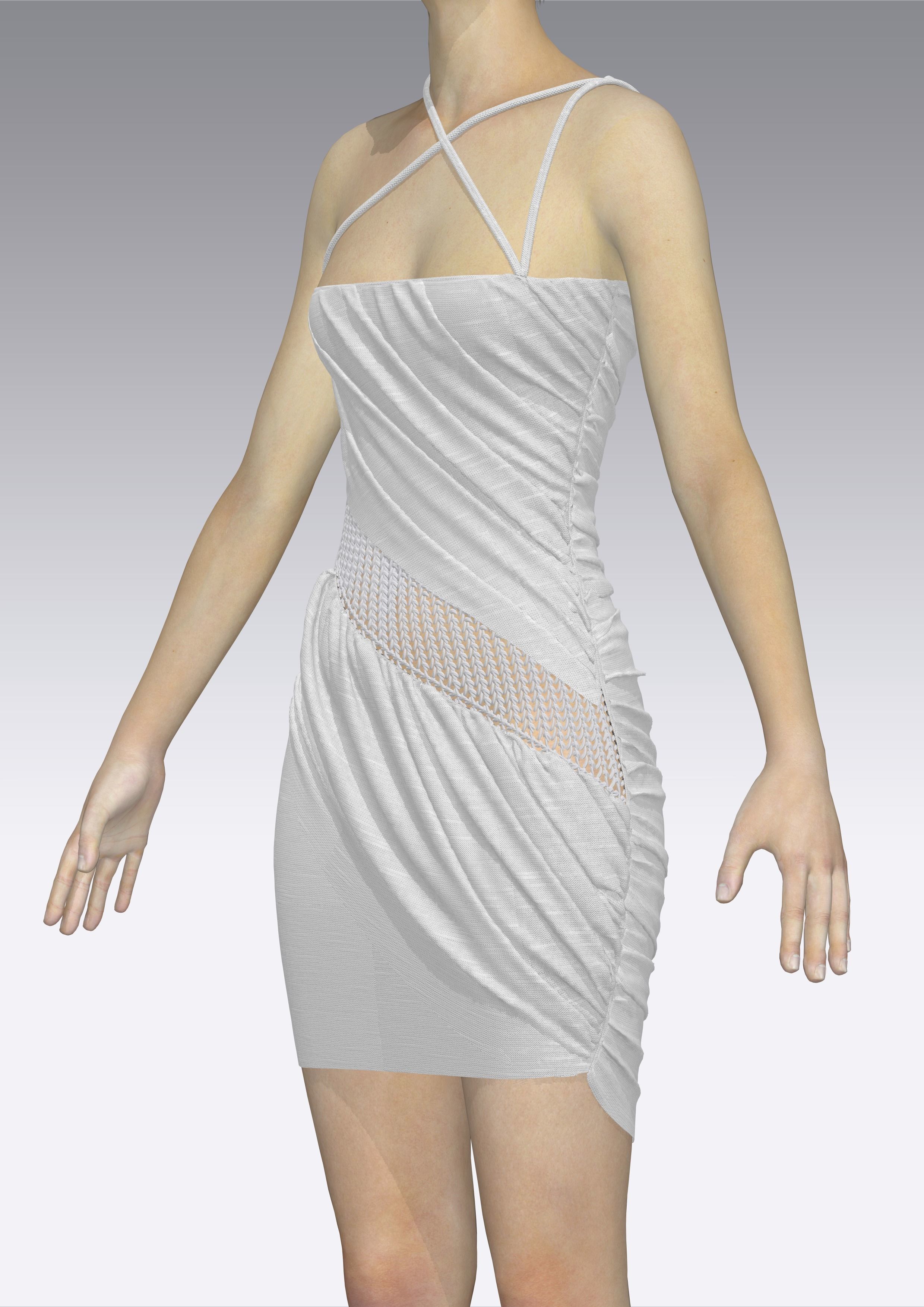 Crochet bodycon dress 3DClo Marvelous Design 3D model | CGTrader