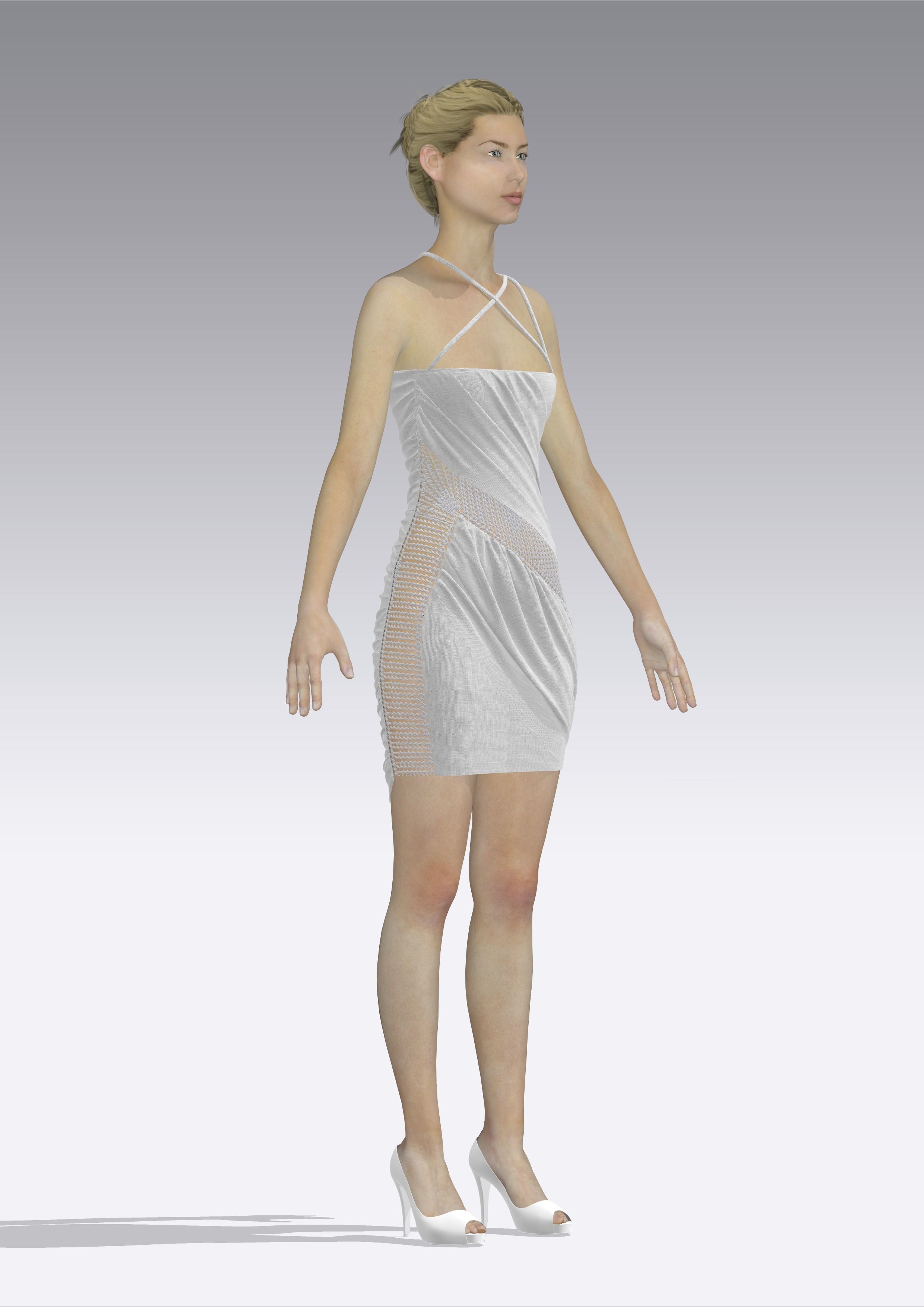 Crochet bodycon dress 3DClo Marvelous Design 3D model | CGTrader