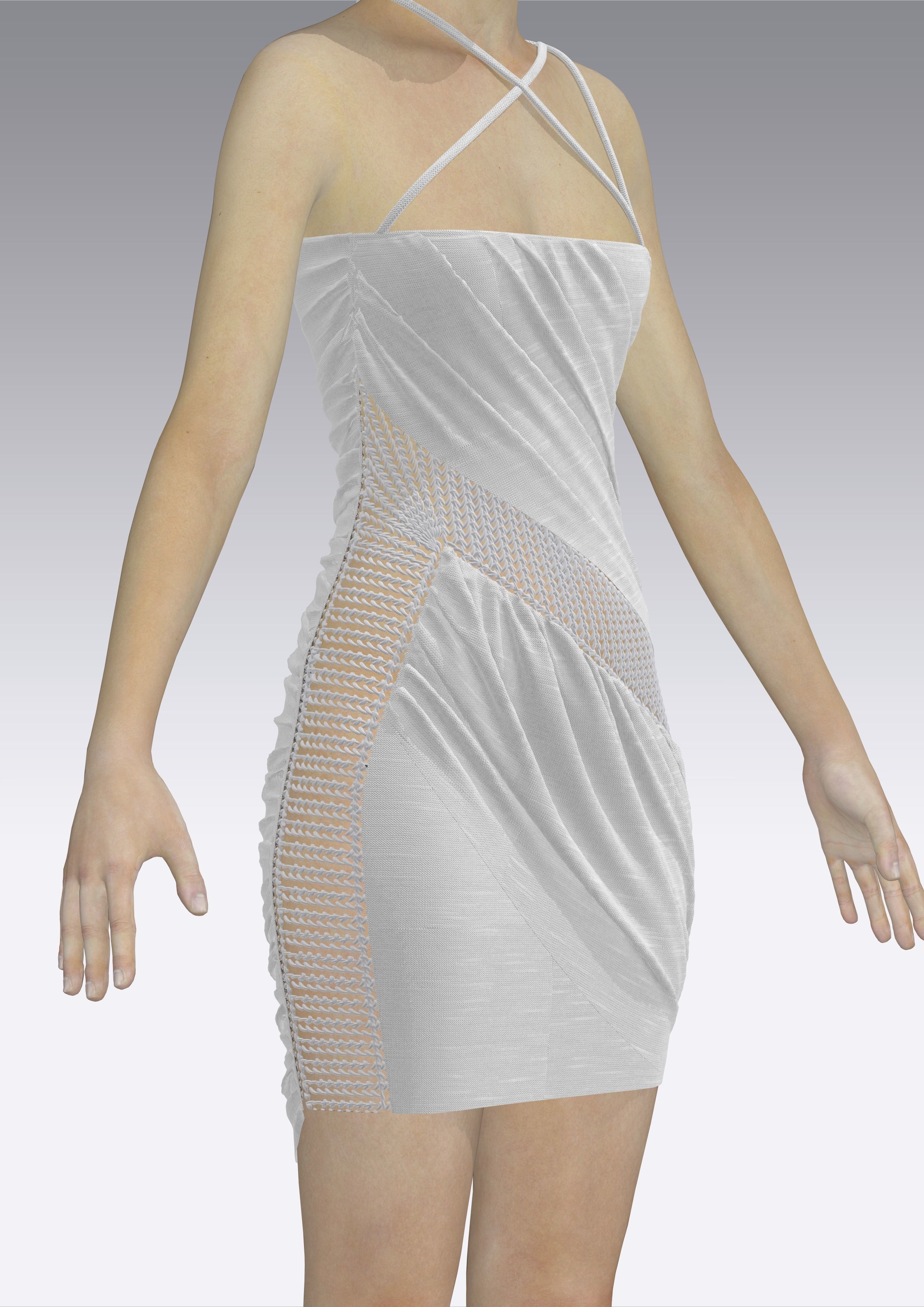 Crochet bodycon dress 3DClo Marvelous Design 3D model | CGTrader