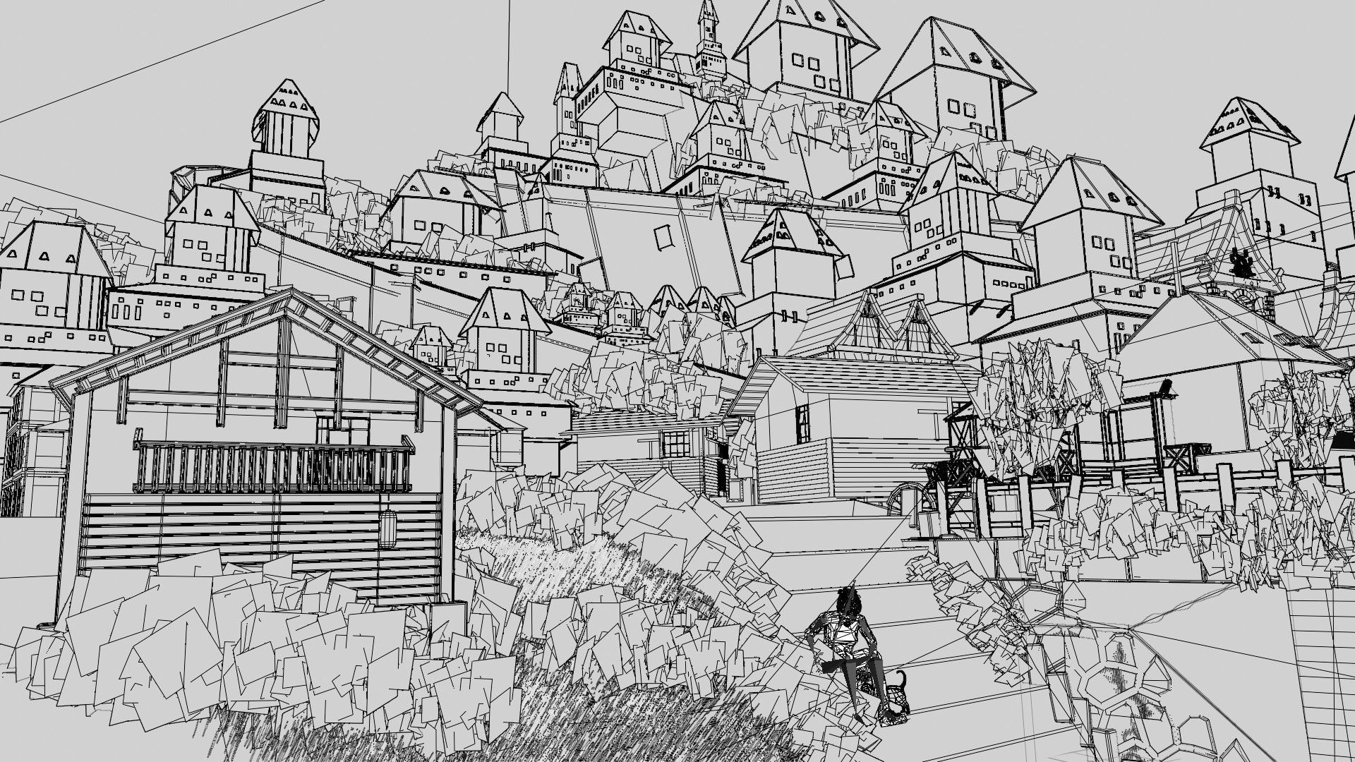 blender anime village town scene 3D model | CGTrader